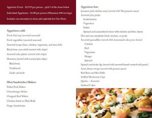 Appetizers - Tastefully Yours Events & Catering