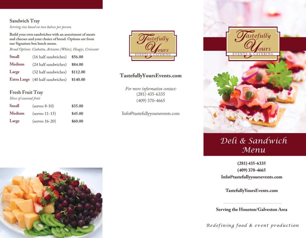 Deli Menu - Tastefully Yours Events & Catering